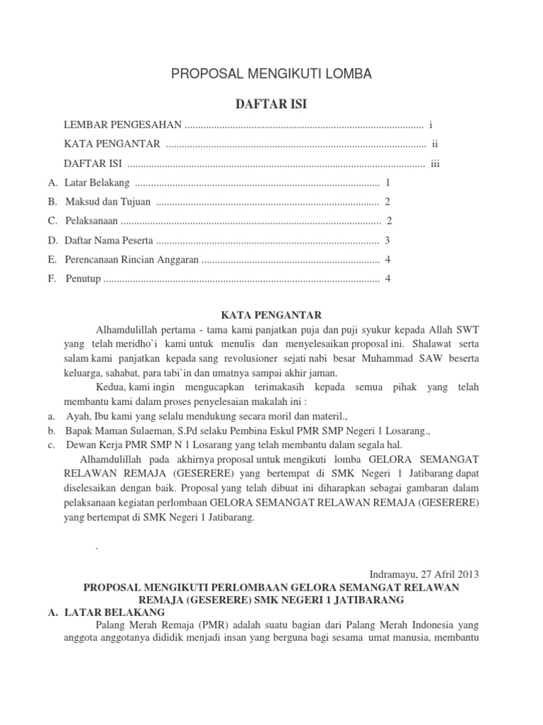 Proposal Lomba PMR GESERERE 2023 | PDF | Kajian Bahasa Asing ...