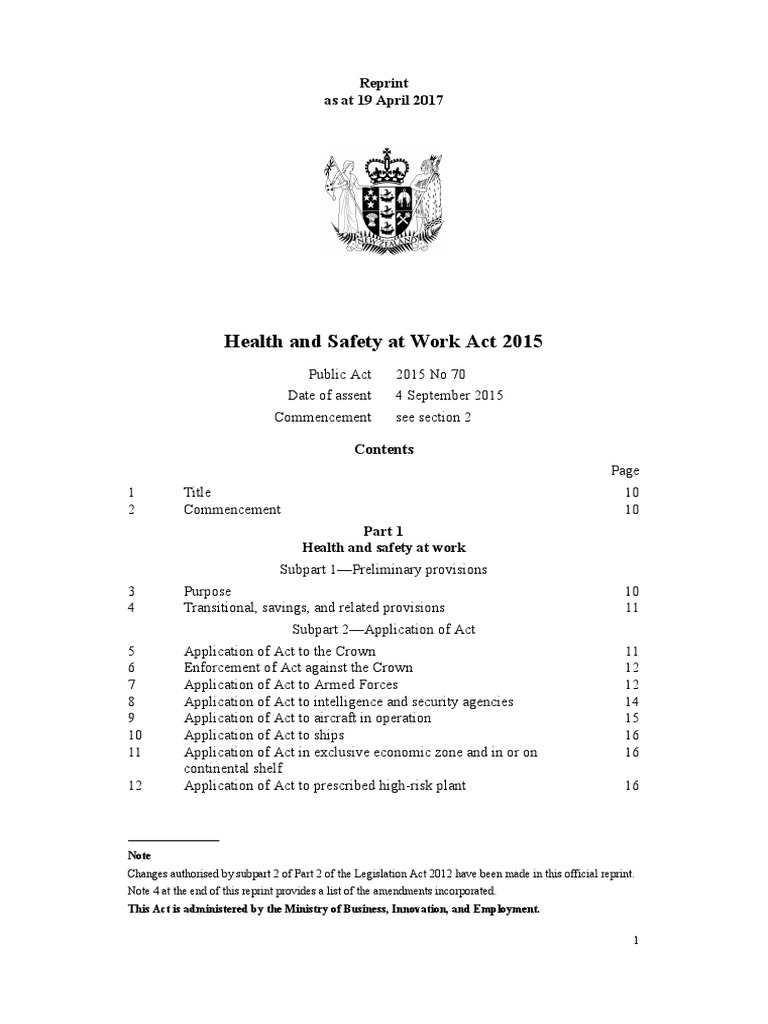 Health and Safety at Work Act 2015 | Download Free PDF | Occupational ...