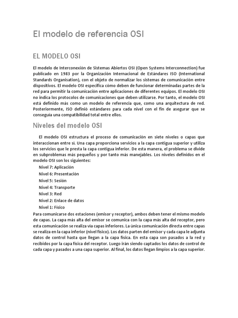 El Modelo de Referencia OSI (Paper 4) | PDF | Modelo osi | Red de ...