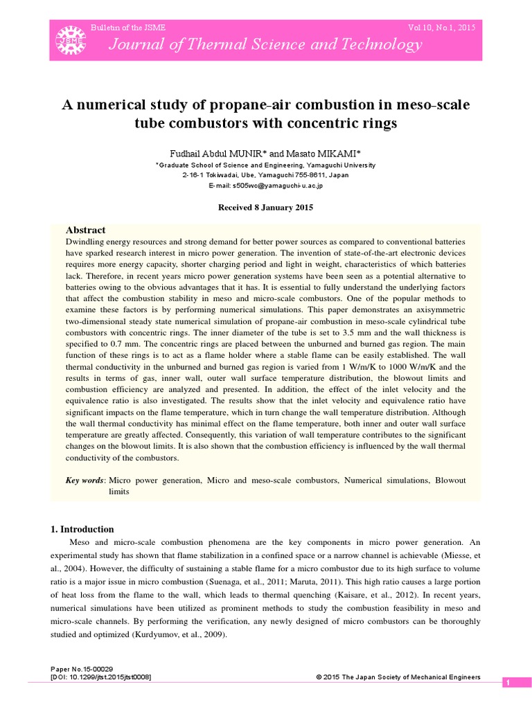 Journal of Thermal Science and Technology | PDF | Combustion | Gases