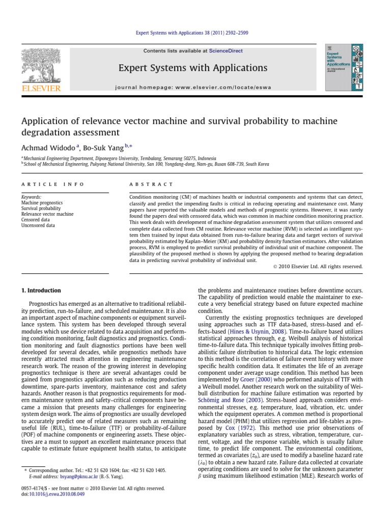 Application of Relevance Vector Machine and Survival Probability To ...