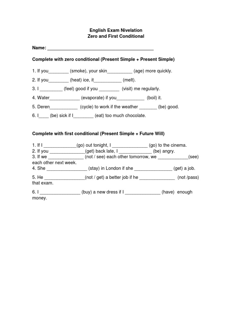 English Exam: Zero & First Conditional | PDF