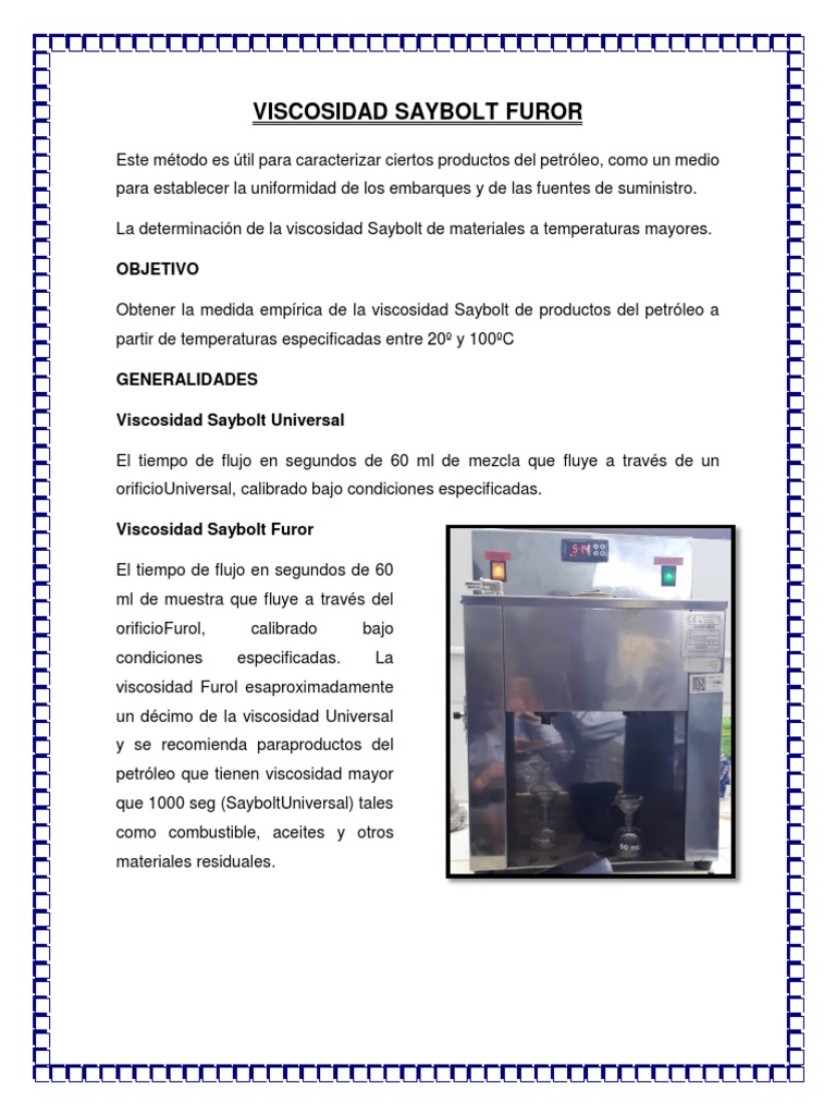 Viscosidad Saybolt Furor | PDF | Temperatura | Viscosidad Viscosidad Saybolt Furor | PDF | Temperatura | Viscosidad