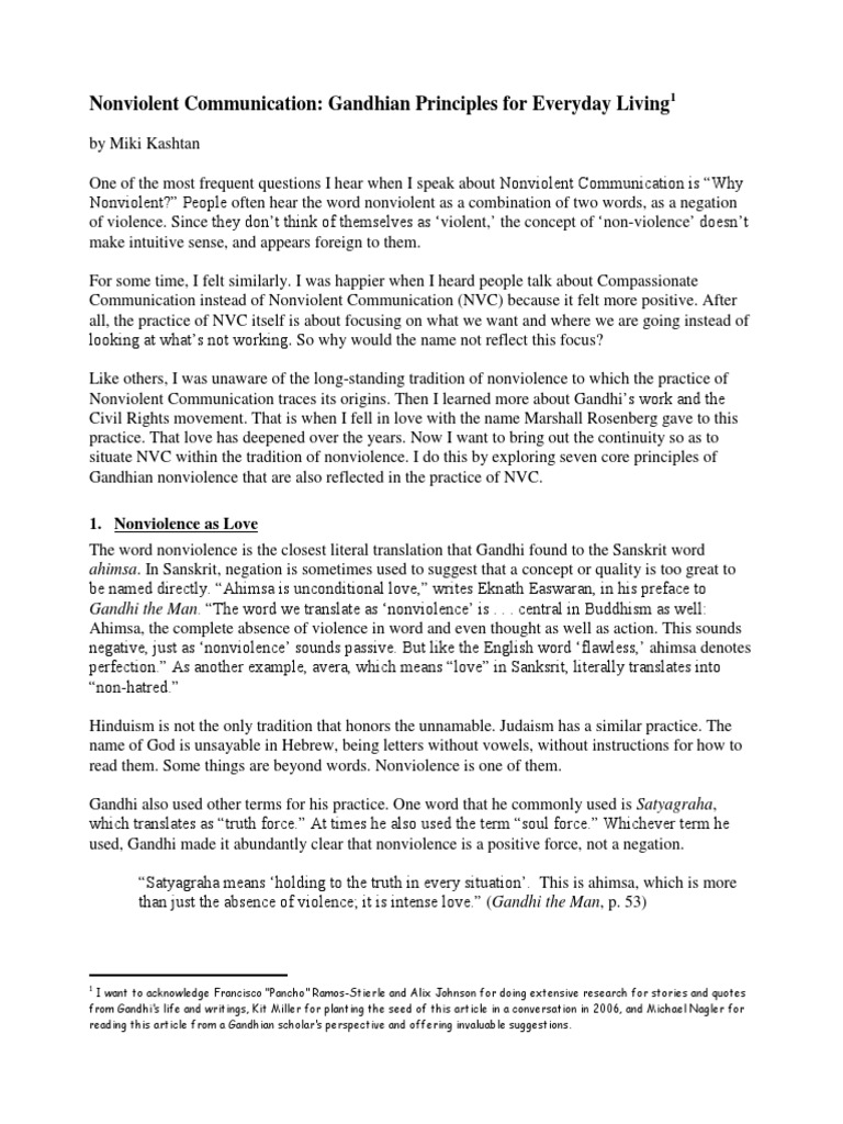 Gandhian Principles For Everyday Living | PDF | Nonviolence | Mahatma ...