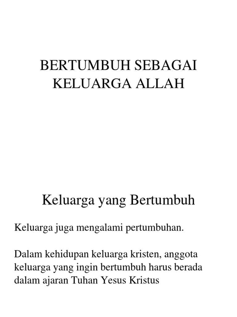 BAB 2 Bertumbuh Sebagai Keluarga Allah | PDF