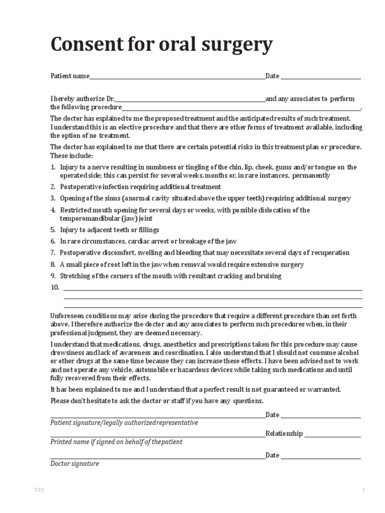 Consent Form | PDF | Surgery | Consent