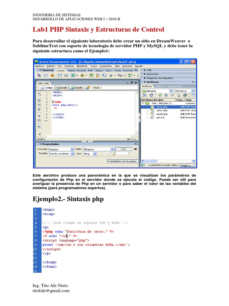 Lab1php Sintaxis Estructuras de Control | PDF