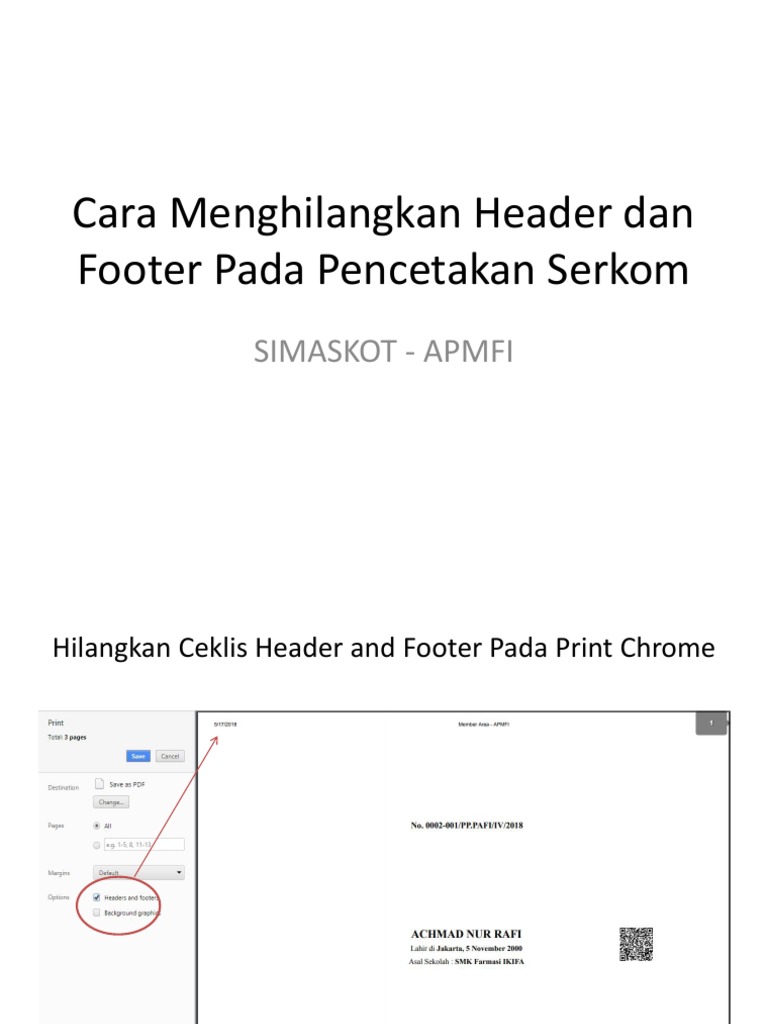 Cara Menghilangkan Header Dan Footer Pada Percetakan Serkom | PDF