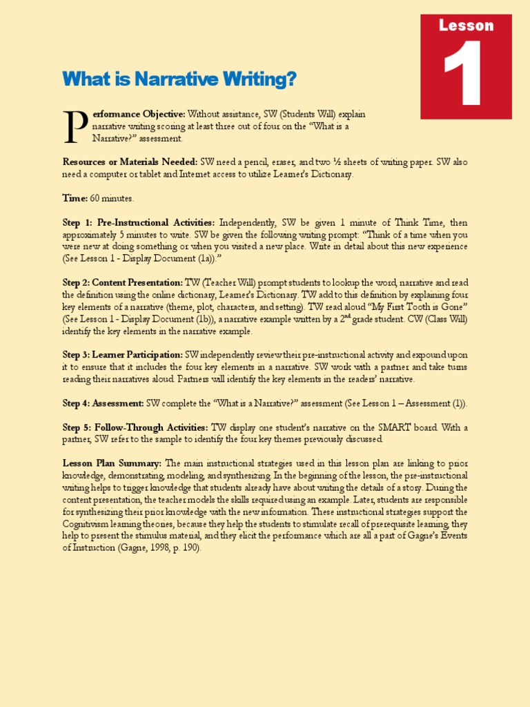 Lesson 1 | PDF | Narrative | Lesson Plan