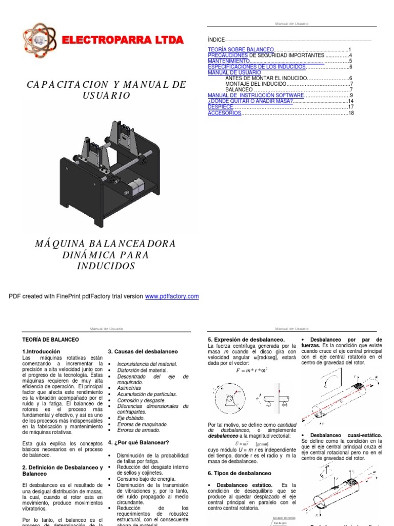 Manual de Instrucciones 1 Balanceadora PDF | PDF | Software | Rotación