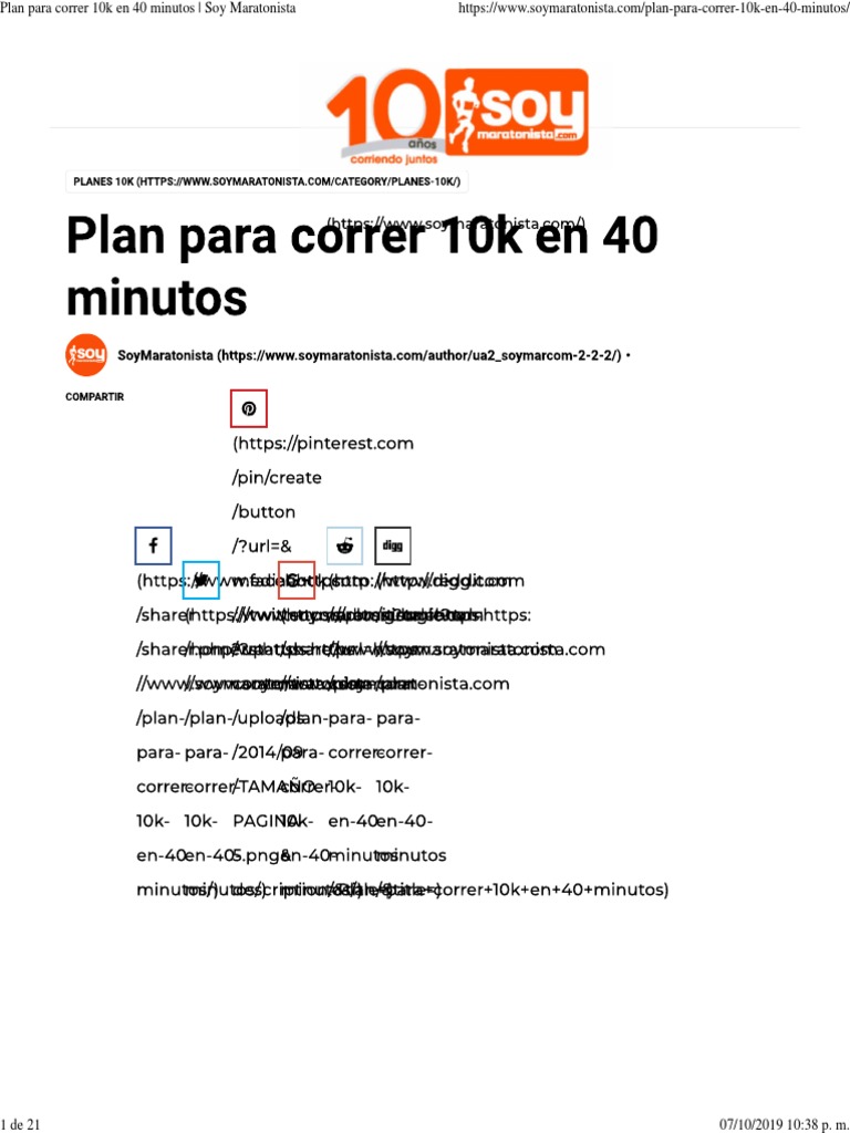 Plan para Correr 10k en 40 Minutos | PDF
