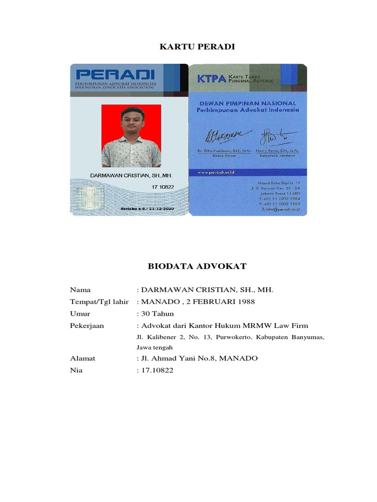 1.4 Kartu Peradi Darmawan | PDF
