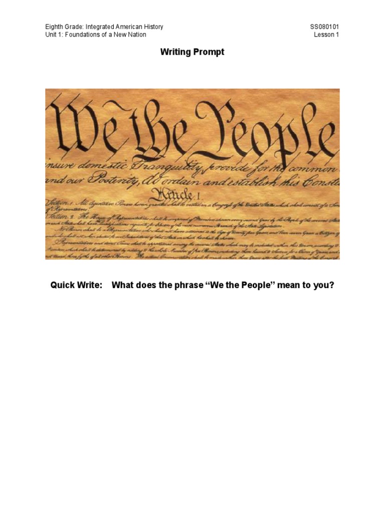 Lesson 1 - Writing Prompt | PDF