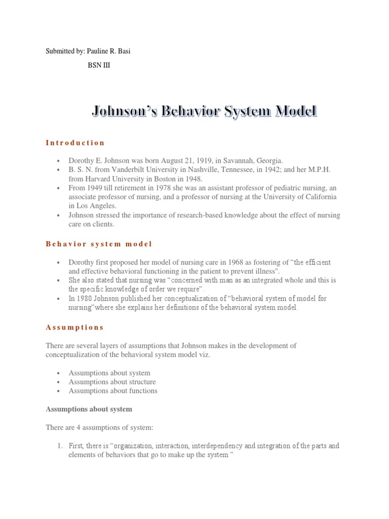 Submitted By: Pauline R. Basi BSN Iii: Assumptions About System | PDF ...