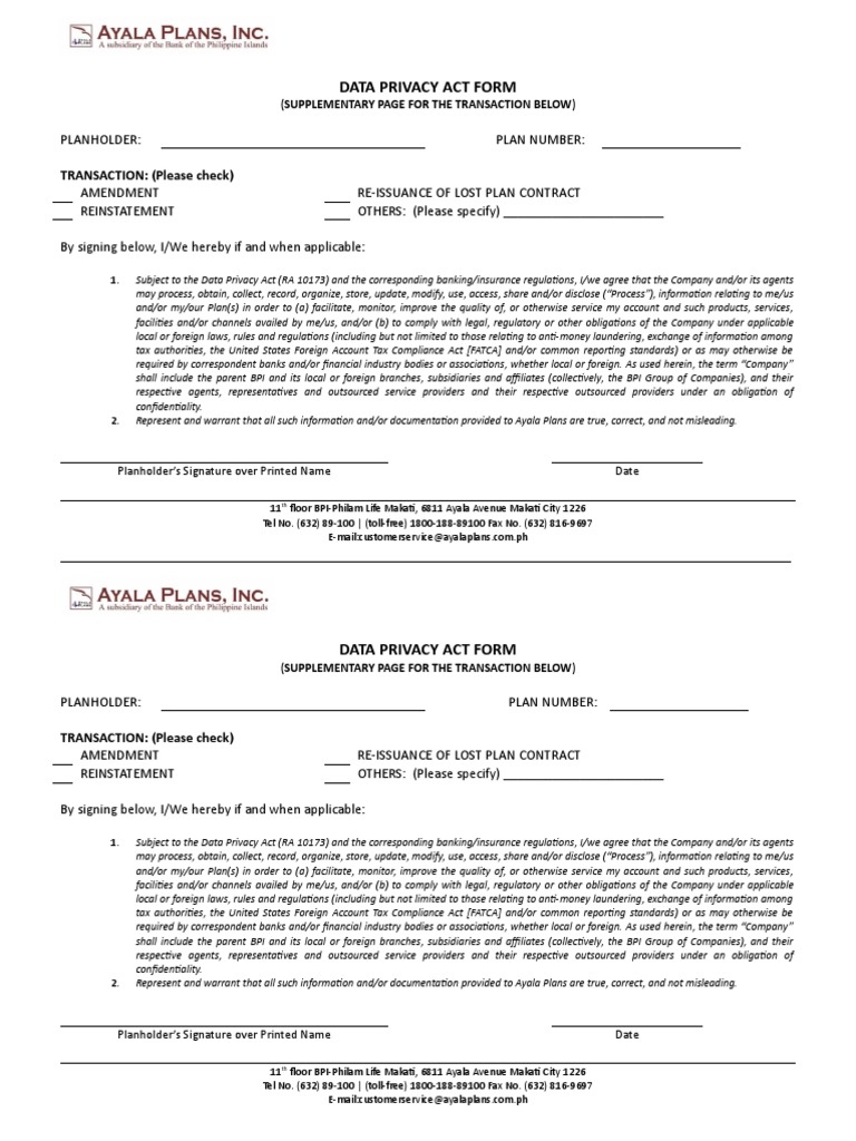 Data Privacy Act Form | PDF | Regulatory Compliance | Money Laundering