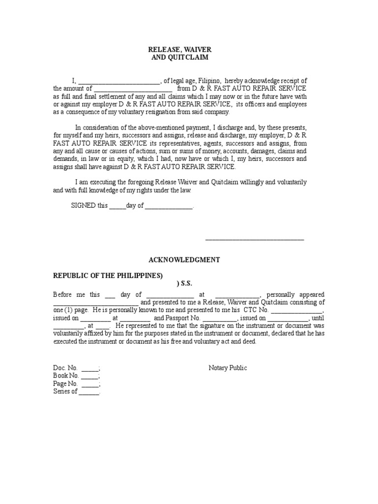 Quitclaim Sample | PDF