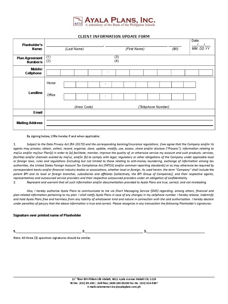 Client Information Update Form | PDF | Regulatory Compliance | Social ...