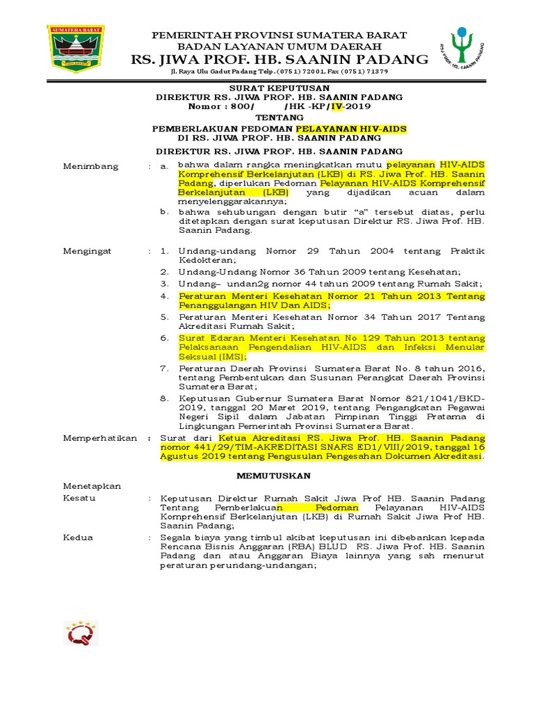 Contoh SK Pemberlakuan Panduan, Pedoman Untuk Pokja | PDF