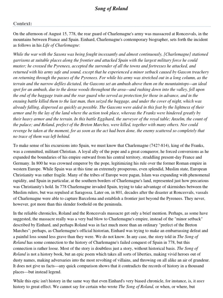 The Song of Roland | PDF | Charlemagne