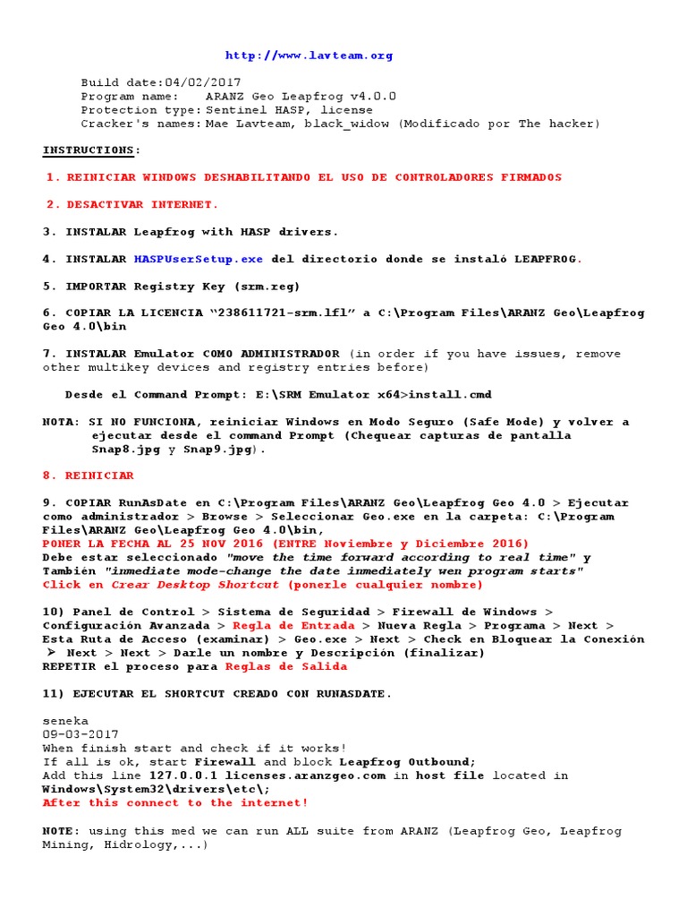 Como Instalar Leapfrog 4.0.0 Lavteam y Hacker | PDF