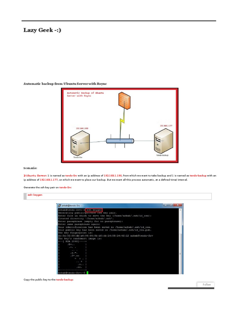 Automatic Backup From Ubuntu Server With Rsync | PDF | Secure Shell | Sudo