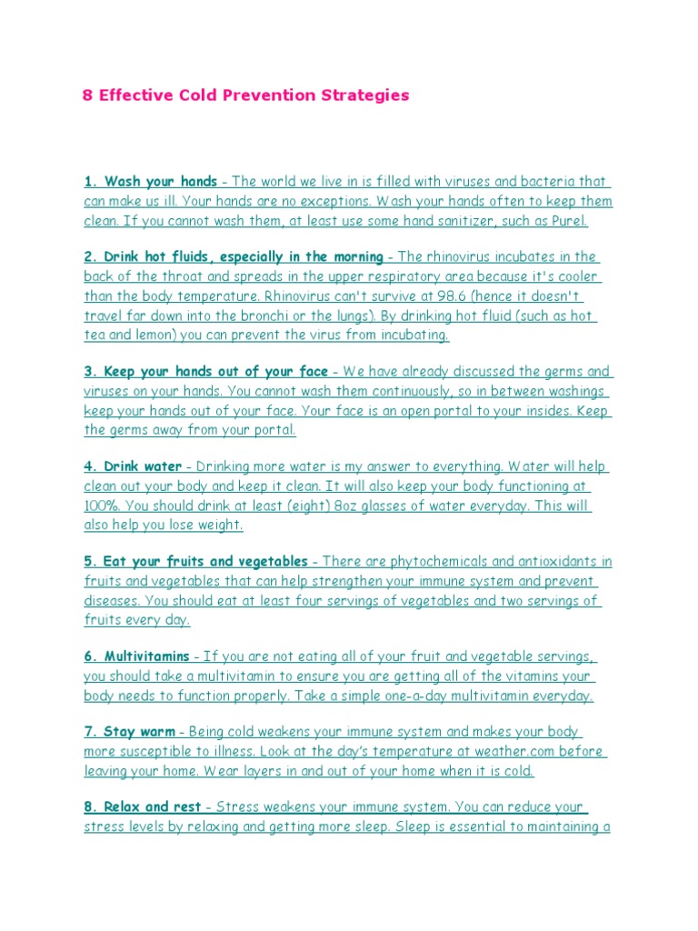 8 Tips to Prevent Colds Effectively | PDF