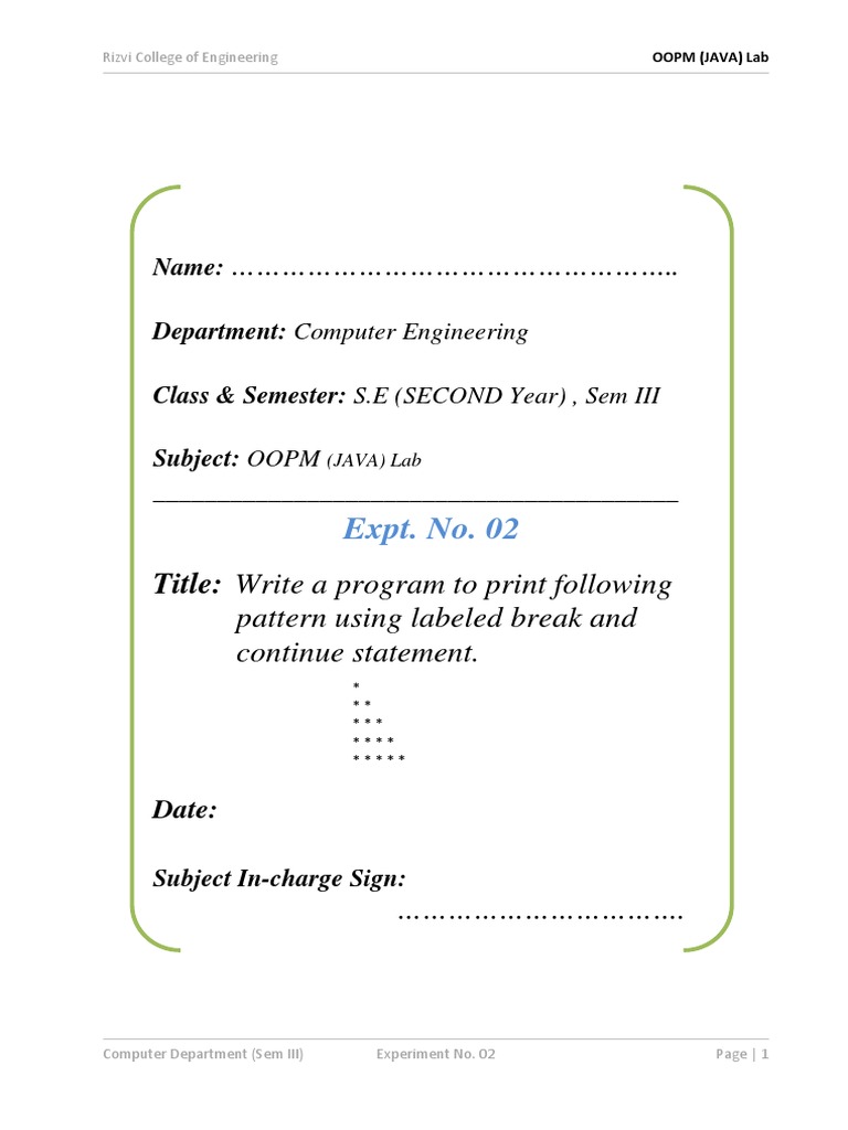 Exp-02 (Oopm 2018 CBCGS) | PDF | Control Flow | Areas Of Computer Science Exp-02 (Oopm 2018 CBCGS) | PDF | Control Flow | Areas Of Computer Science