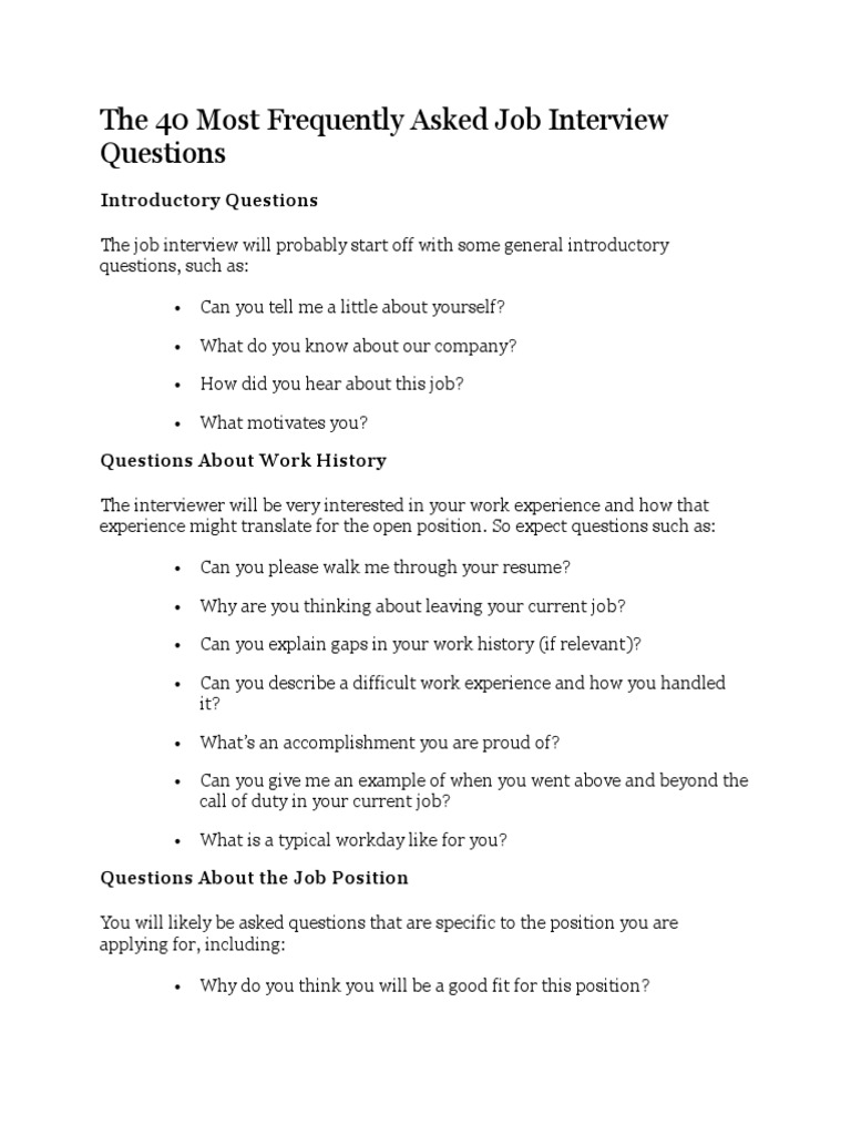 Job Interview Questions FAQ | PDF | Job Interview | Behavioural Sciences