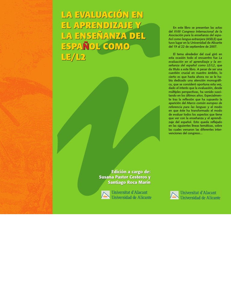 La Evaluacion en El Aprendizaje y La Ensenanza Del Espanol Como Lel2 ...