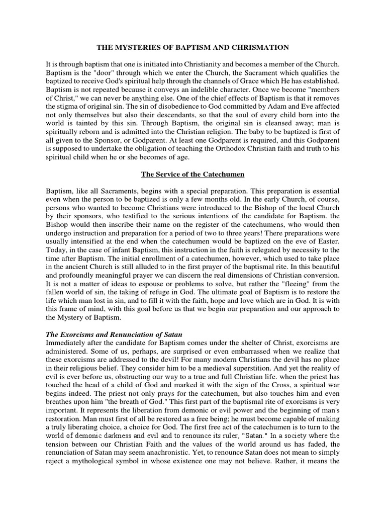 The Mysteries of Baptism and Chrismation | PDF | Baptism | Anointing