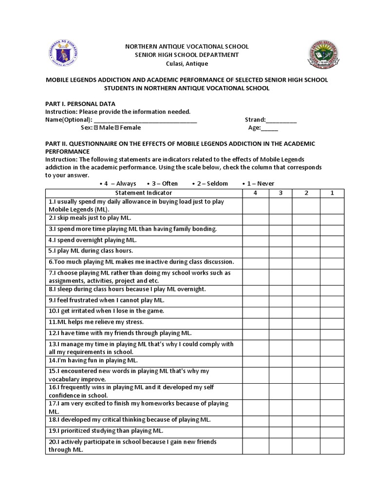 Practical Research Questionnaire Pdf Behavior Modification Learning