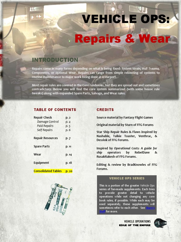 Repairs Rules For FFG Star Wars | PDF | Vehicles | Marine Salvage
