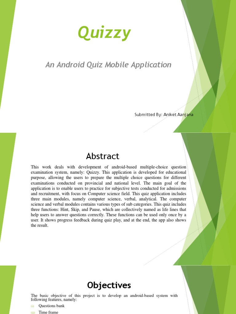 Quizzy Android App Presentation | PDF | Mobile App | Android (Operating ...