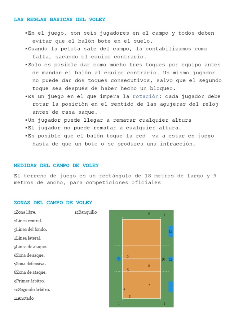 Las Reglas Basicas Del Voley | PDF