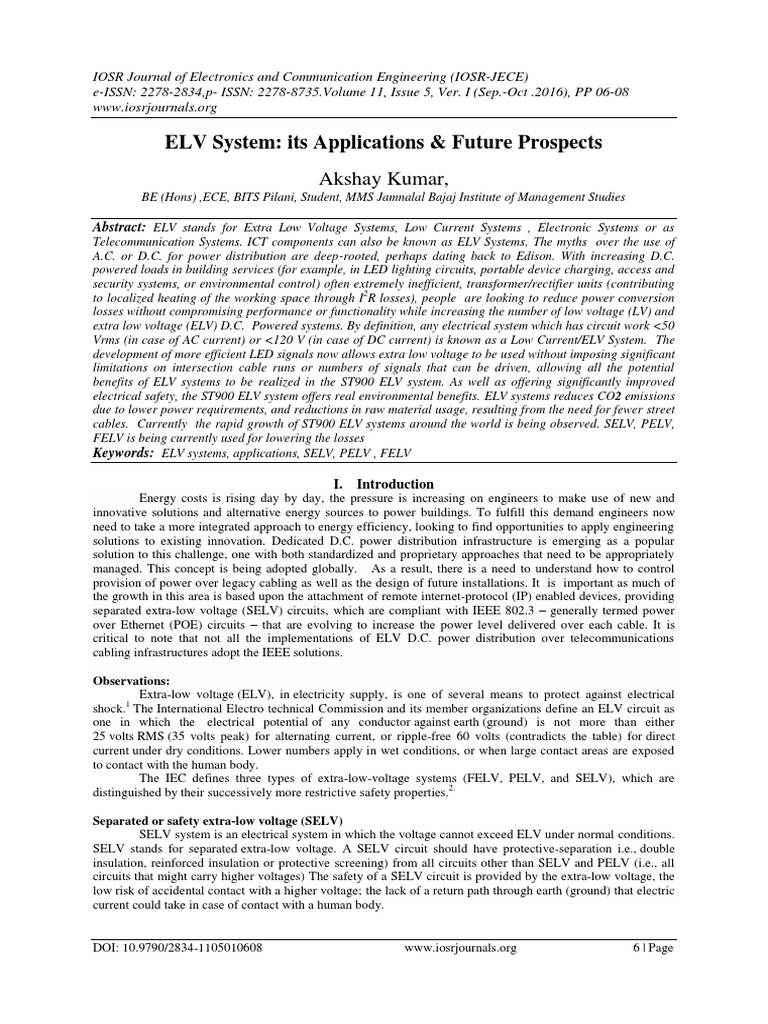 ELV System: Its Applications & Future Prospects: Akshay Kumar | PDF ...