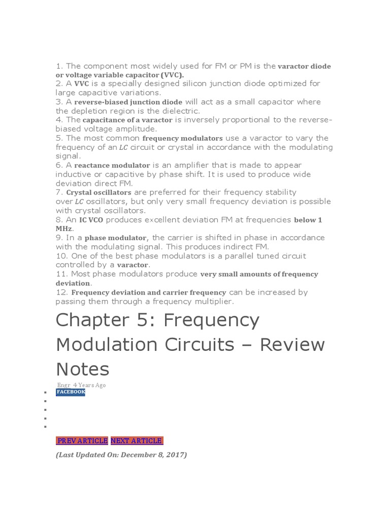 Chapter 5: Frequency Modulation Circuits - Review Notes: or Voltage ...