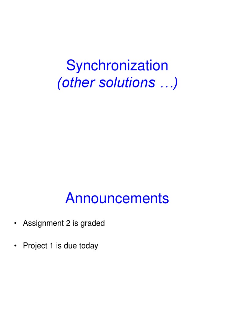 Synchronization Other Solutions Pdf Concurrent Computing Systems Engineering