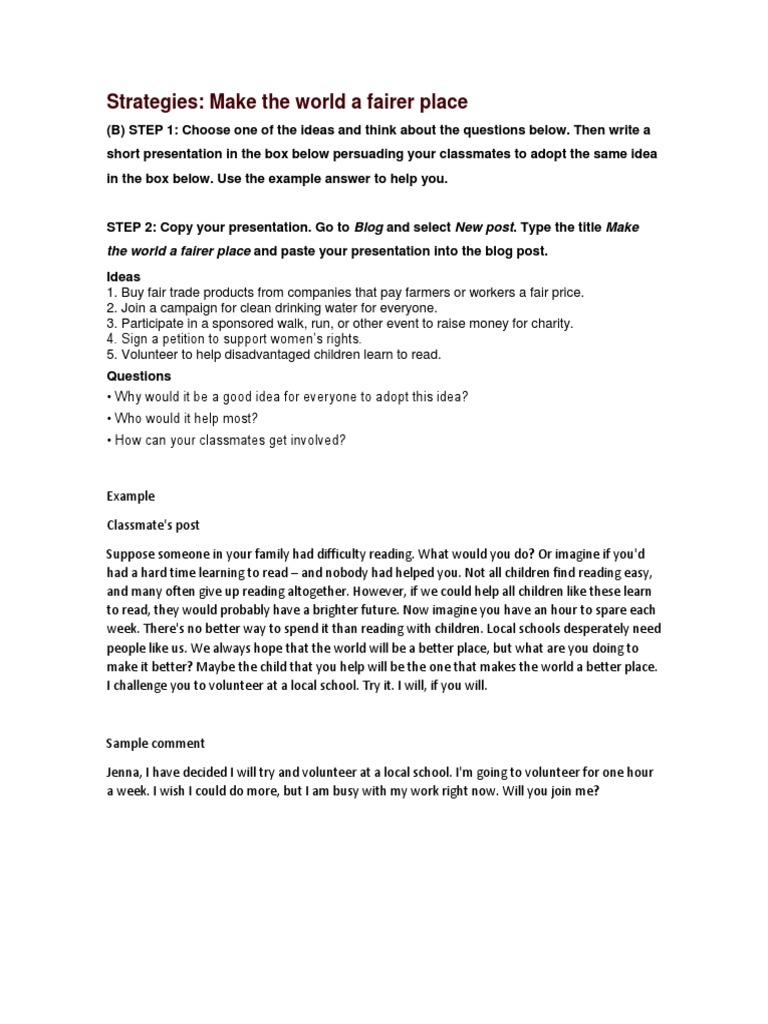 The World A Fairer Place and Paste Your Presentation Into The Blog Post ...