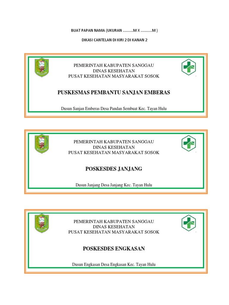 Papan Nama Pustu-Poskesdes | PDF