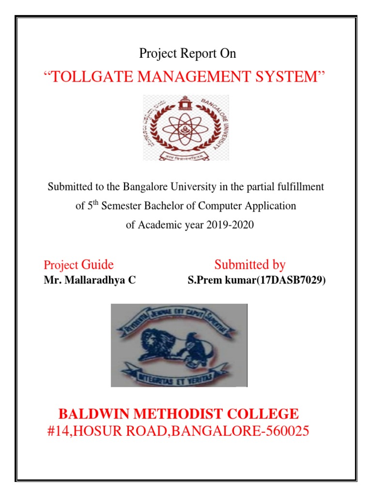 "Tollgate Management System": Project Report On | PDF