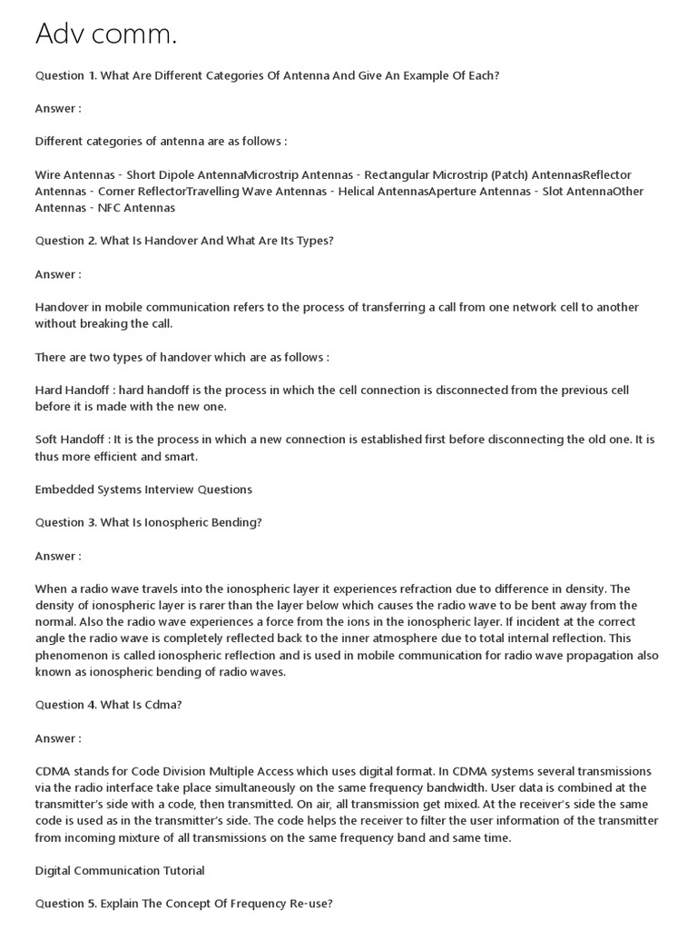 Viva Questions For Mobile Communications and Satellite Communication ...