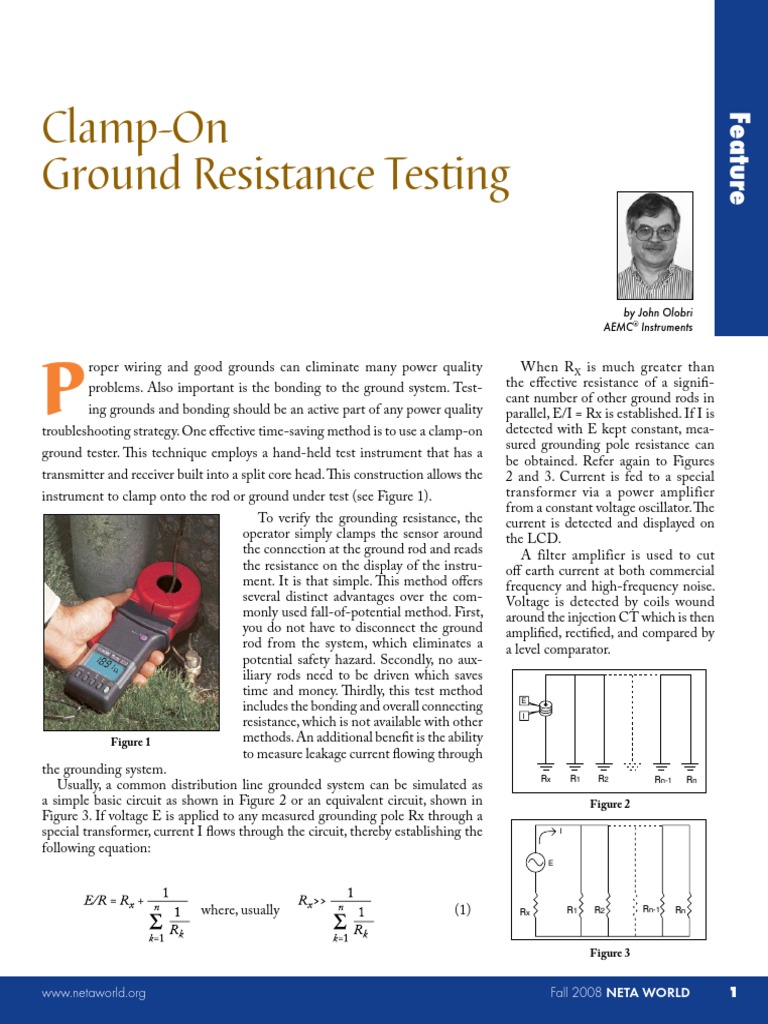 Clamp-On Ground Resistance Testing: Fall 2008 NETA WORLD | PDF ...