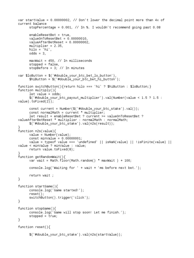 Optimize betting script with configurable parameters | PDF | Wagering ...