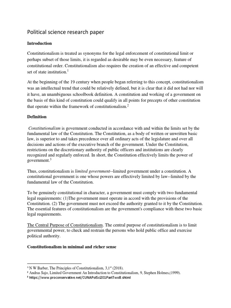 Political Science Research Paper | PDF | Constitution | Public Law