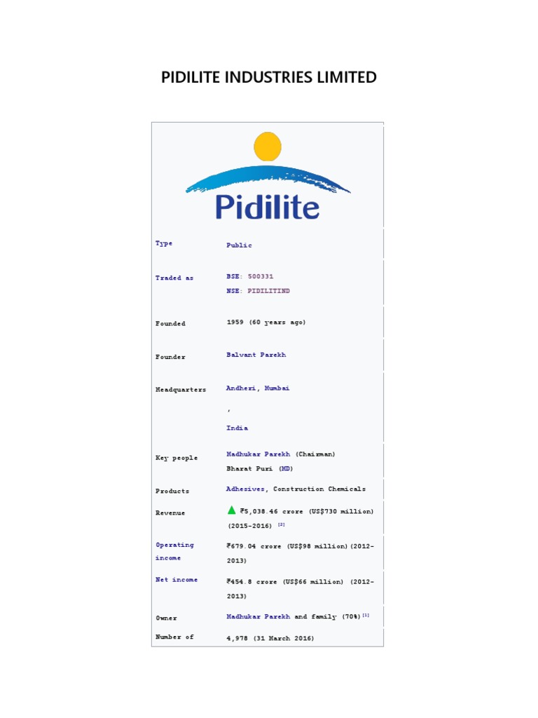 Pidilite Industries Limited | PDF | Finance & Money Management | Art