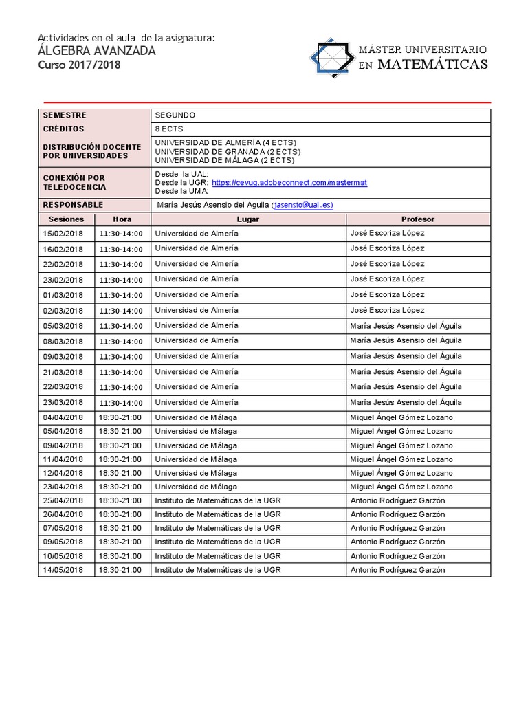 Algebra Avanzada | PDF | Educación más alta | Universidades y colegios