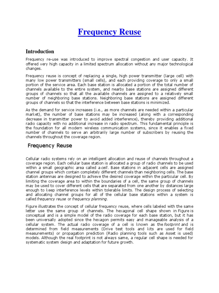 Frequency Reuse | Download Free PDF | Cellular Network | Base Station