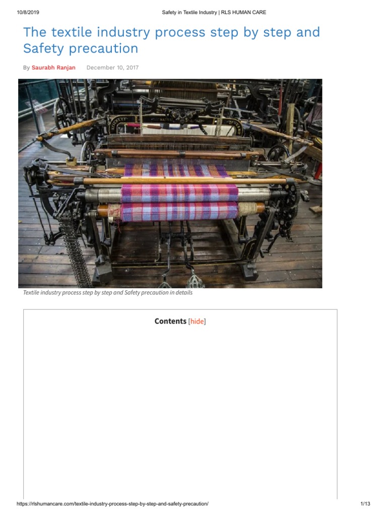 Safety in Textile Industry - RLS HUMAN CARE | PDF | Textiles | Dye