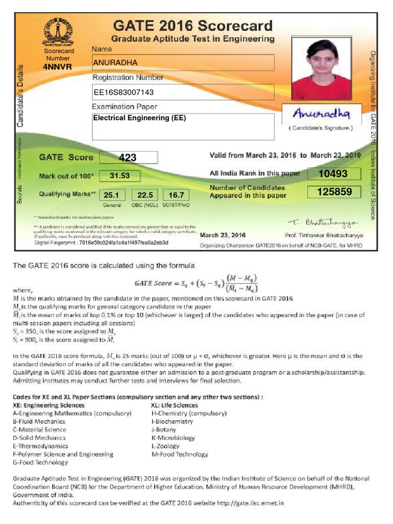 Gate Score Card-Ilovepdf-Compressed PDF | PDF
