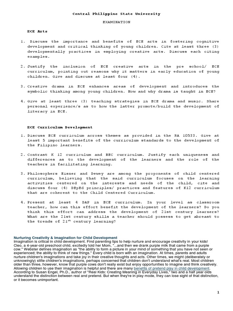 Nurturing creativity and imagination through ECE arts | PDF | Early ...